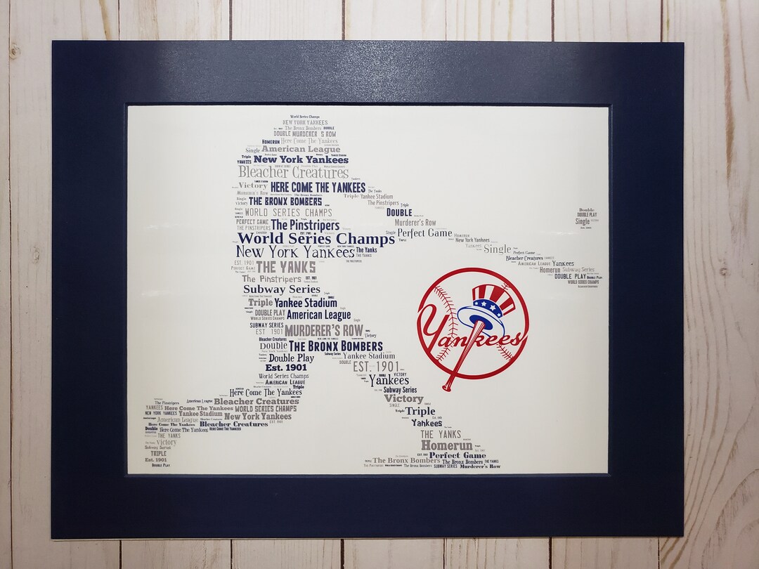 New York Yankees Word Art With Color Coordinating 11x14 Mat - Frame is ...