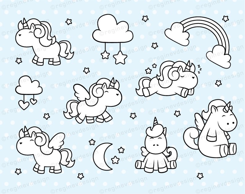 Pony Clipart, Unicorn, Digital Stamp, , Graphics, Horse, Pony, Vector ...