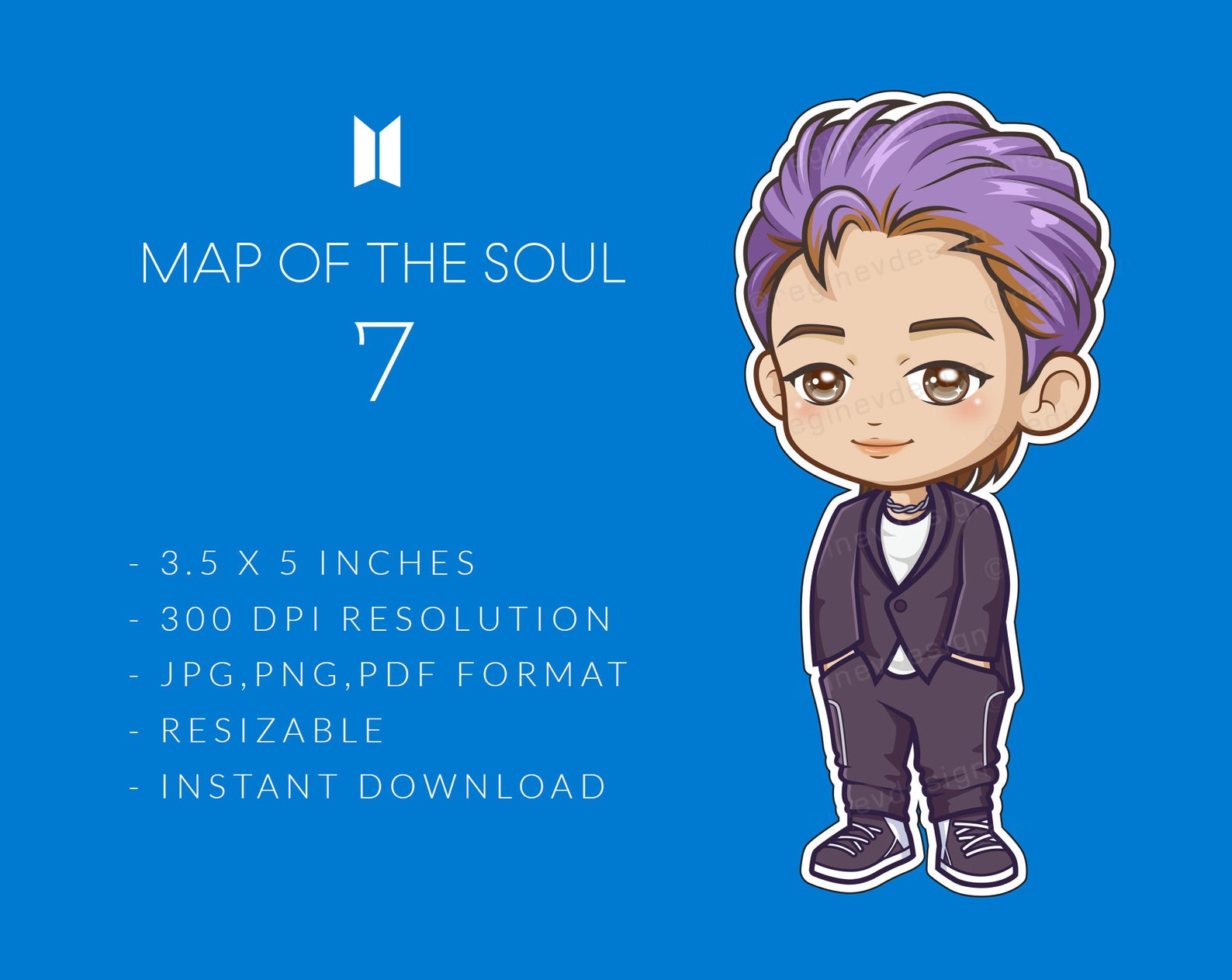 BTS RM Chibi Kawaii Cartoon Clipart K-pop Kim Nam-joon - Etsy España