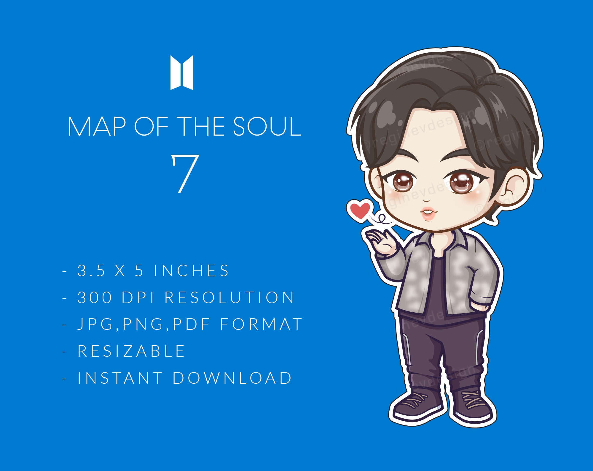 BTS Jin Chibi Kawaii Cartoon Clipart K-pop Ji Seok-jin - Etsy