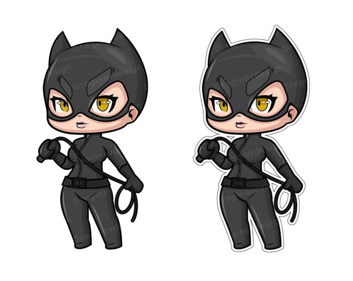 Catwoman Clipart, Sticker, DC Characters, Superhero, Illustration ...