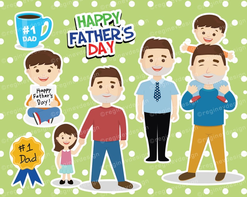 Father's Day Clipart, Vector, Daddy, #1 Dad, Party, Celebrate, Father ...