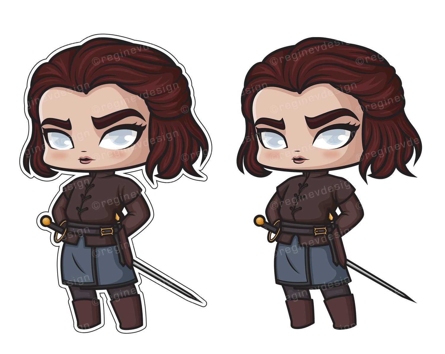Arya Stark Game of Thrones Sticker, Clipart, Chibi, Kawaii, A Girl ...
