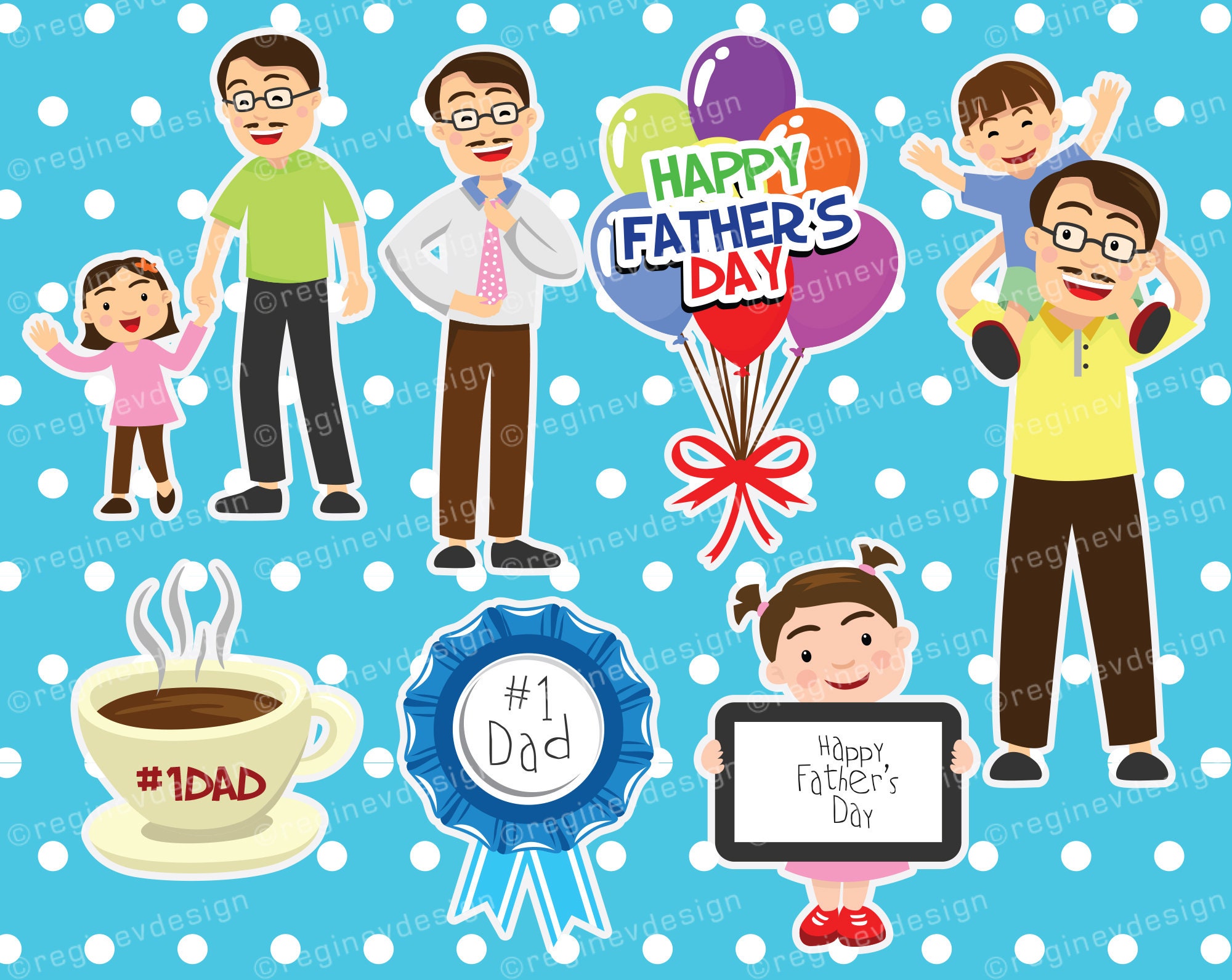 Father's Day Clipart, Vector, Daddy, #1 Dad, Party, Celebrate, Father ...