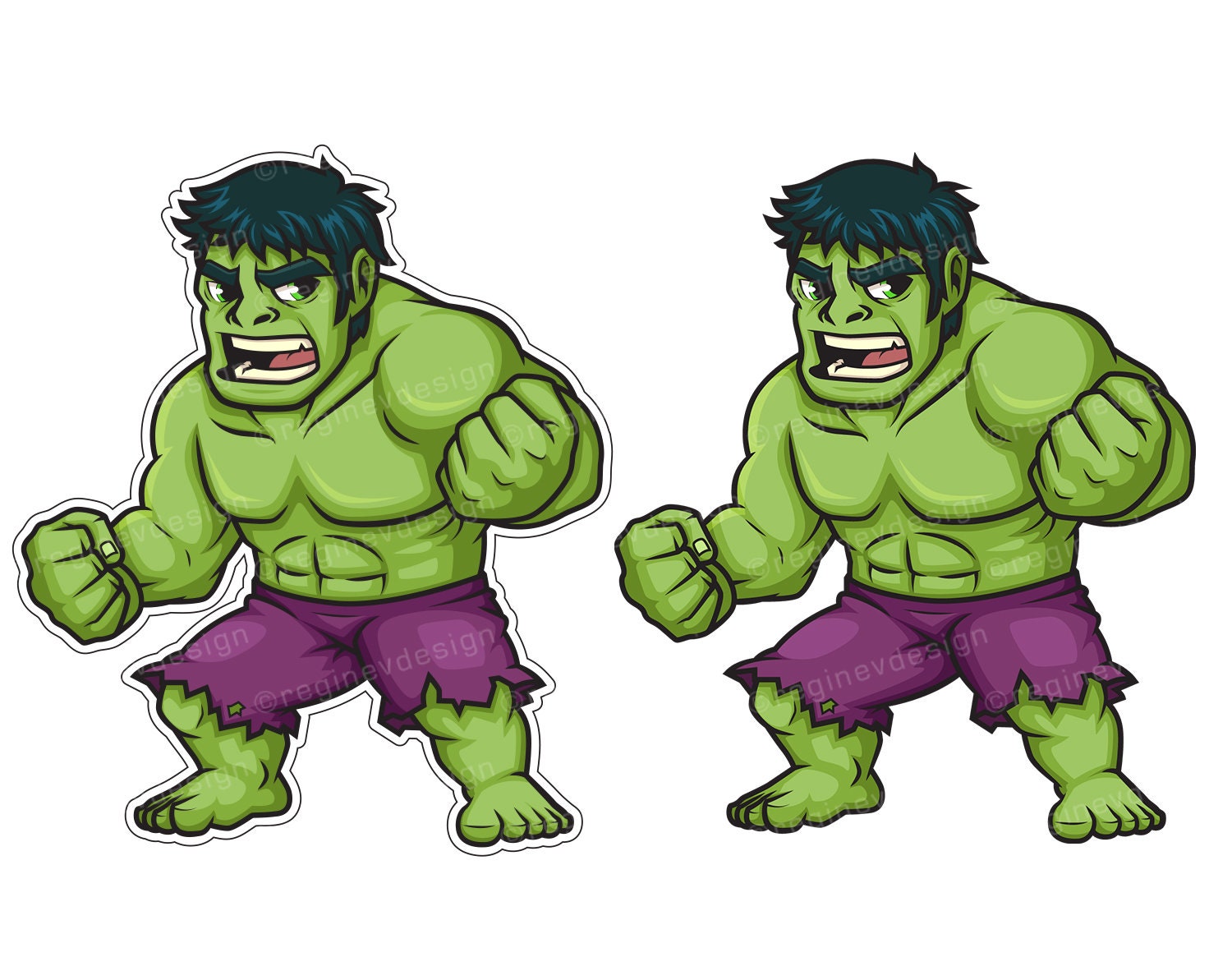 The Hulk - Clipart, Sticker, Avengers, Marvel, Superhero, Illustration ...