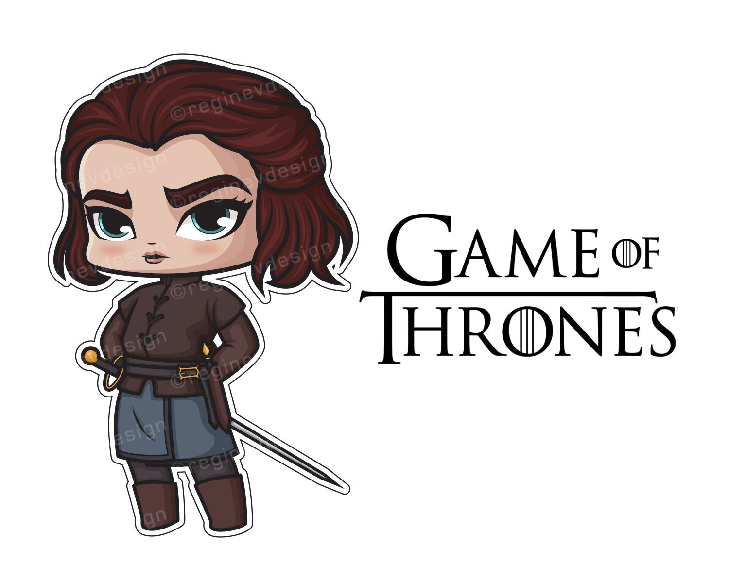 Arya Stark Juego de Tronos - Pegatina, Clipart, Chibi, Kawaii, Una niña ...