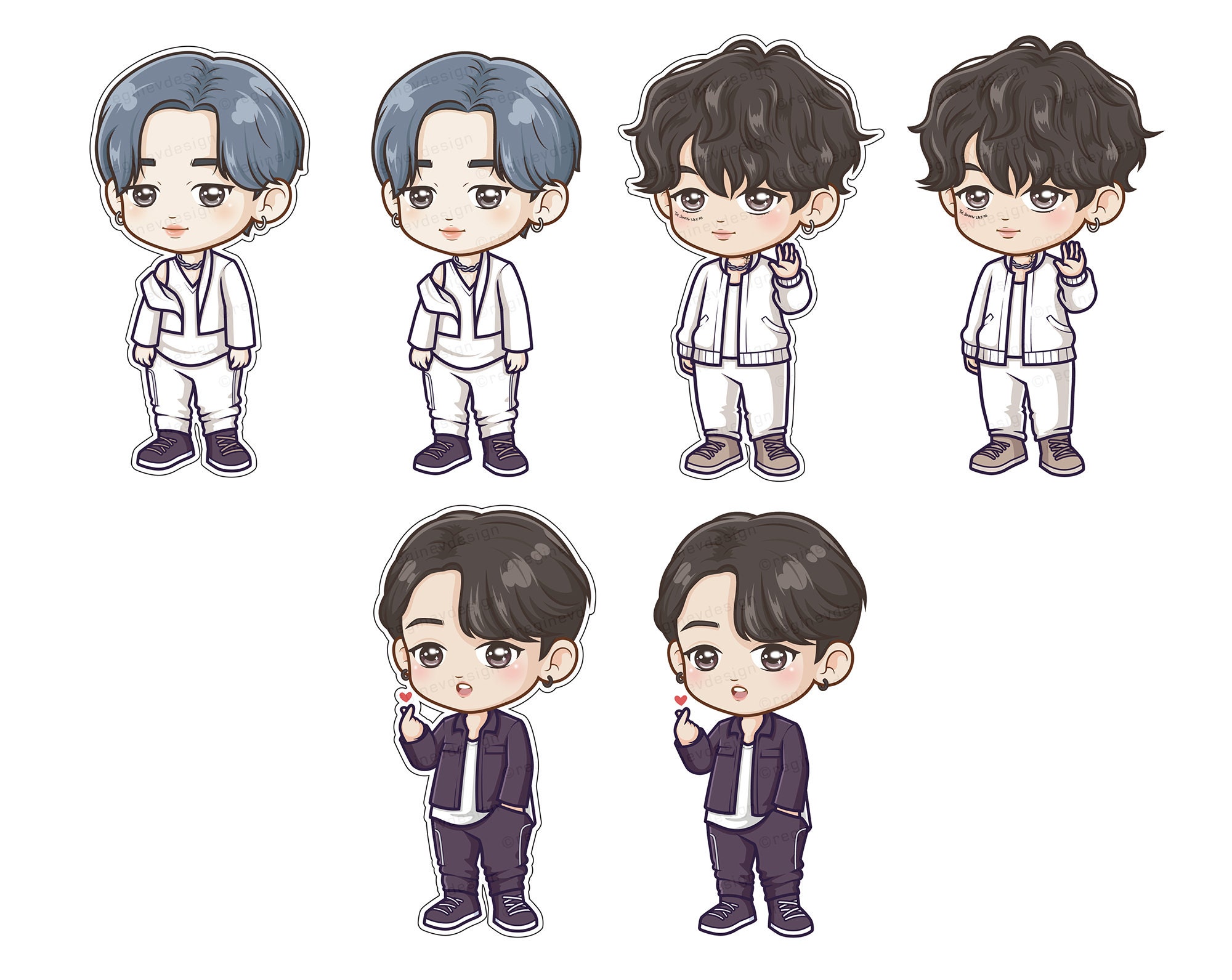 BTS Chibi, Kawaii, Cartoon, Clipart, K-pop, RM, Jin, J-hope, Suga ...