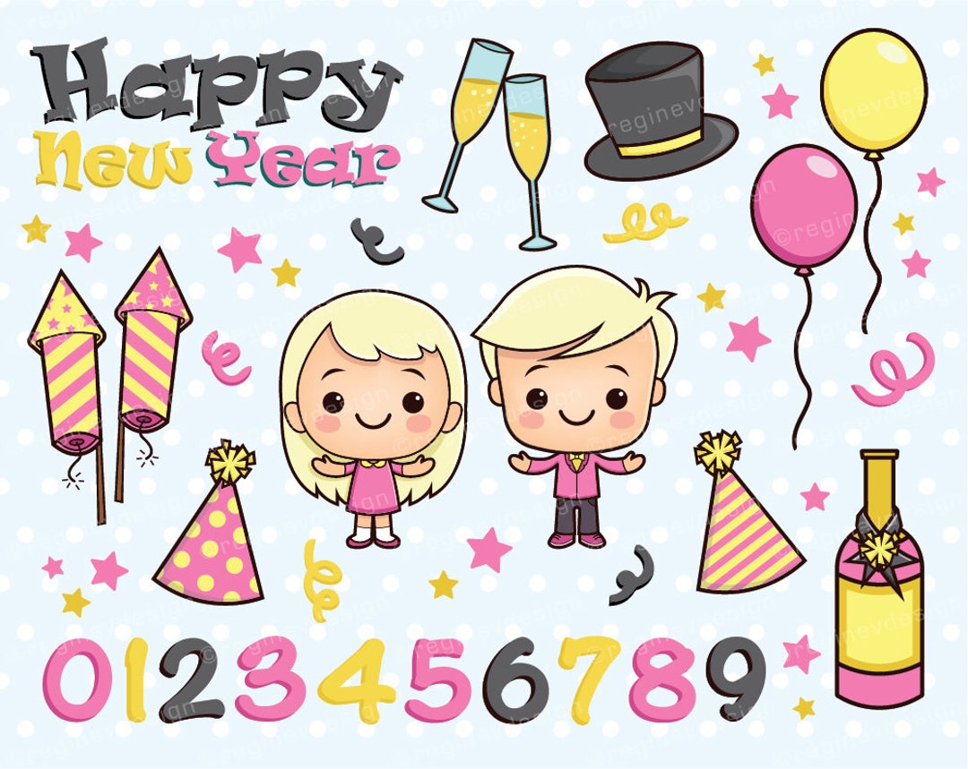 New Year Clipart, New Year's Eve, Vector, Christmas, Balloon, Party ...