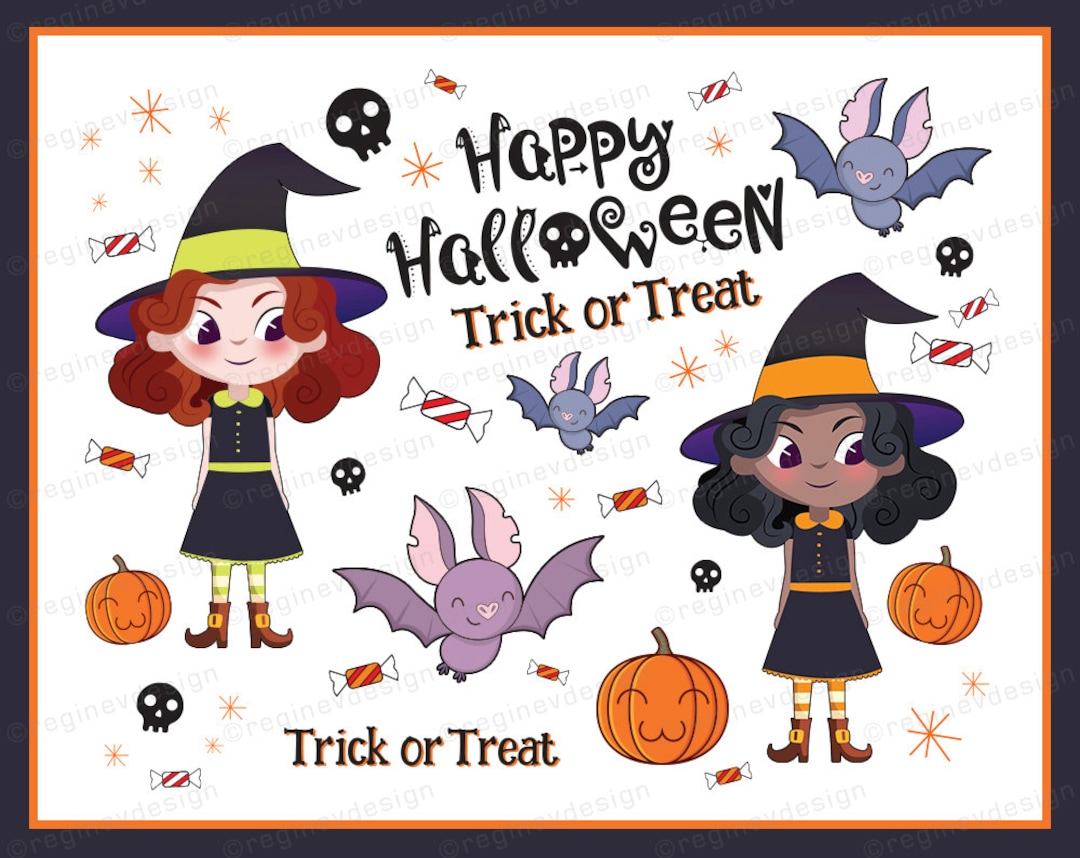 Cute Halloween Clipart, Halloween Clip Art, Illustration, , Graphics ...