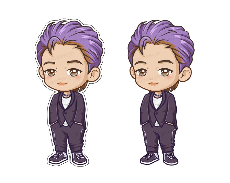 BTS RM Chibi Kawaii Cartoon Clipart K-pop Kim Nam-joon - Etsy
