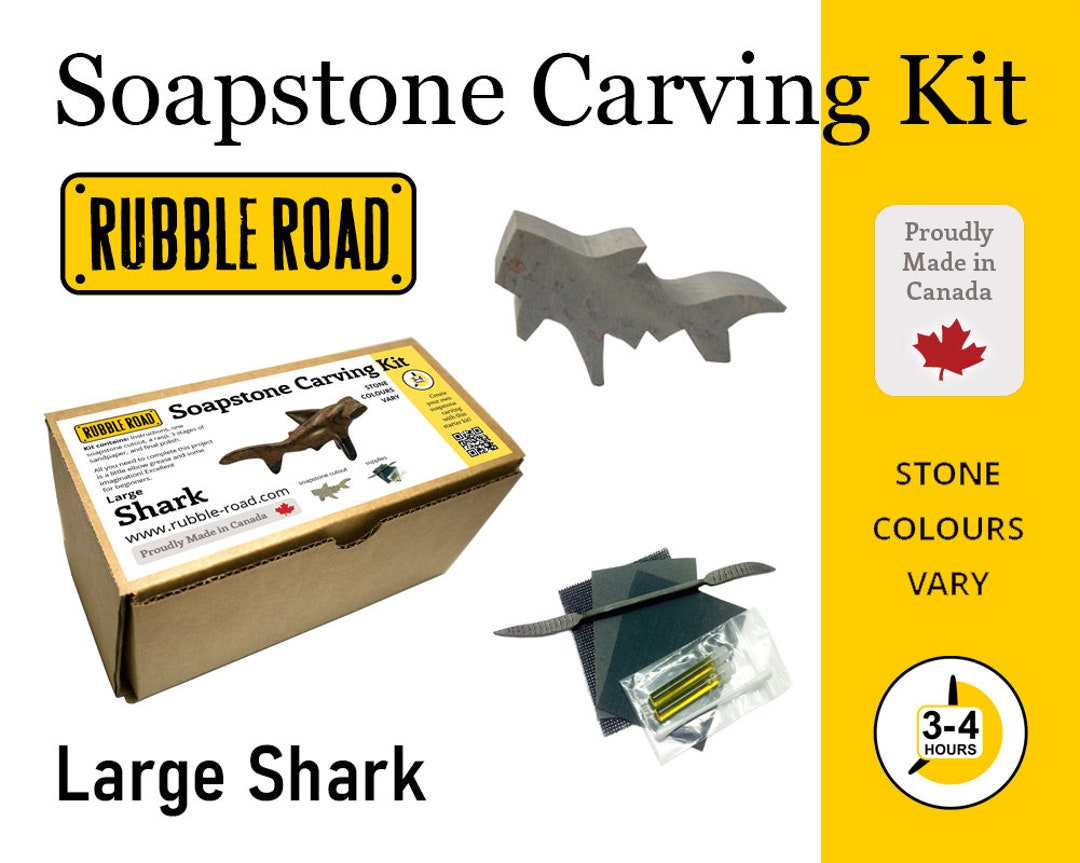 Shark Soapstone Kit - Large- Kids Craft Kit - Carving Activity Arts and ...