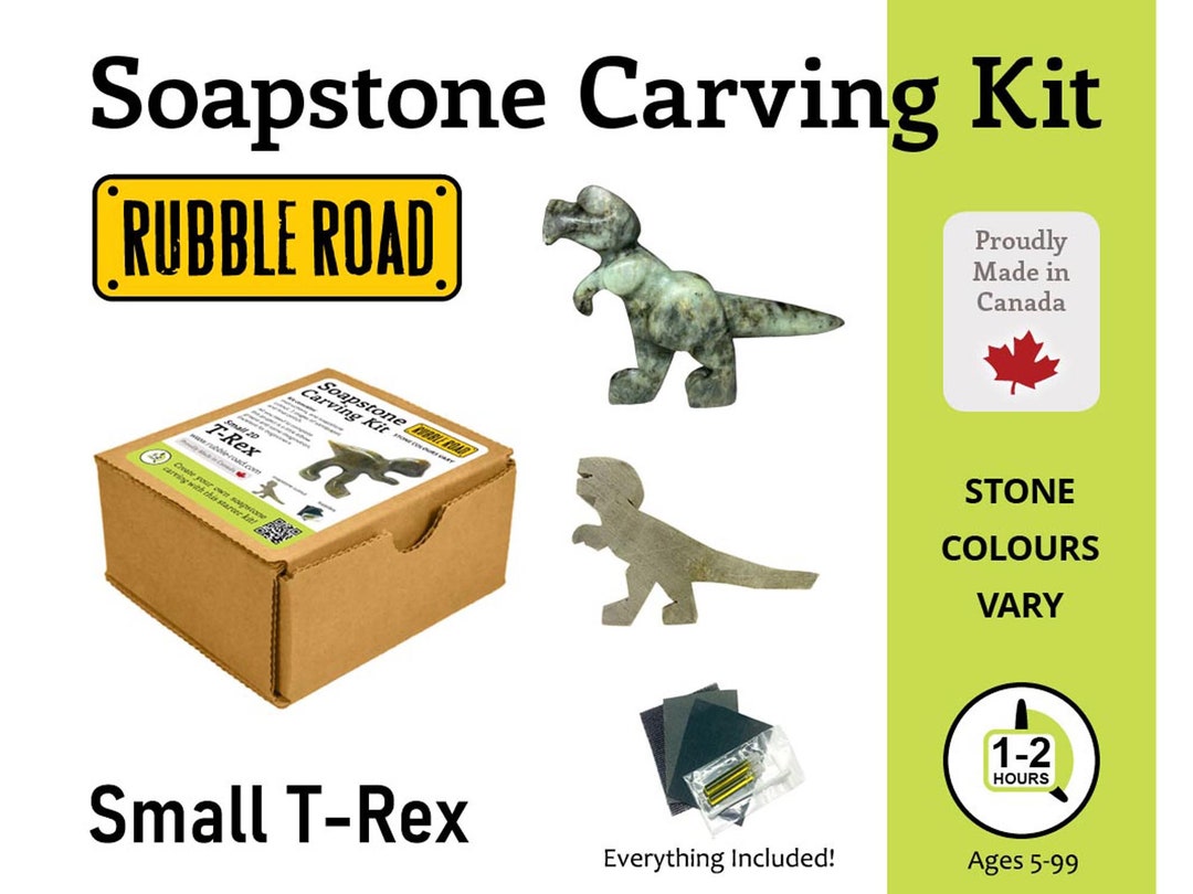 T Rex Soapstone Carving Kit - SMALL- Kids and Adult Craft Kit - Carving ...