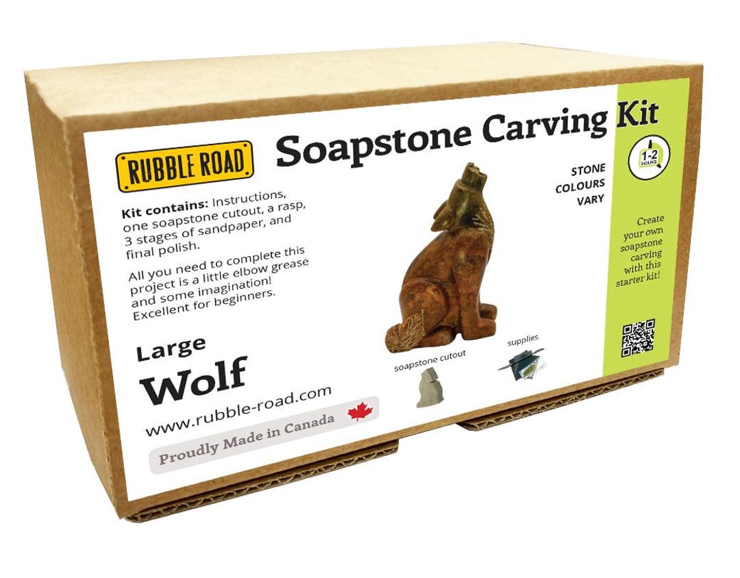 Wolf Soapstone Carving Kit - Large- Kids Craft Kit - Carving Activity ...