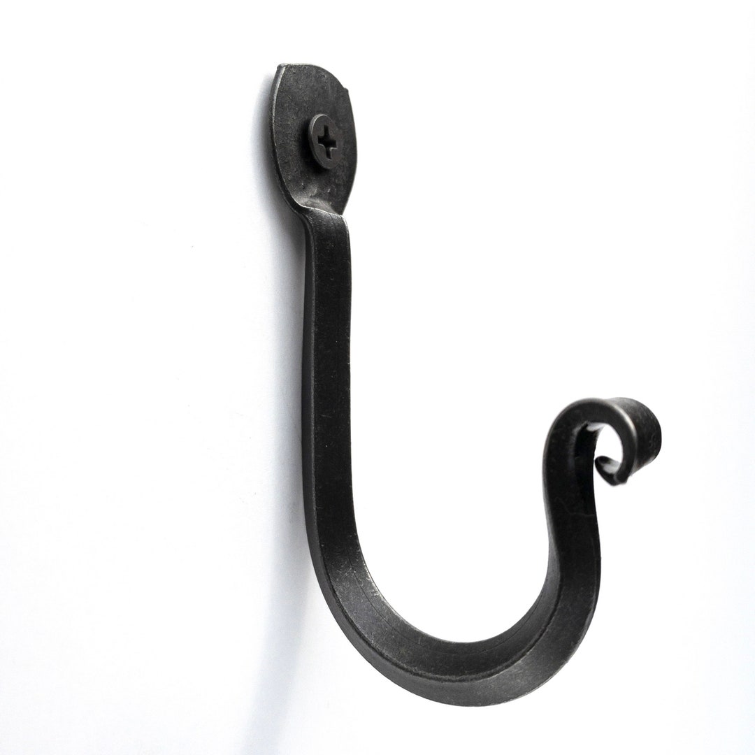 Hand Forged Wall Hook Blacksmith Made Curled Iron Hanger for Coat or ...