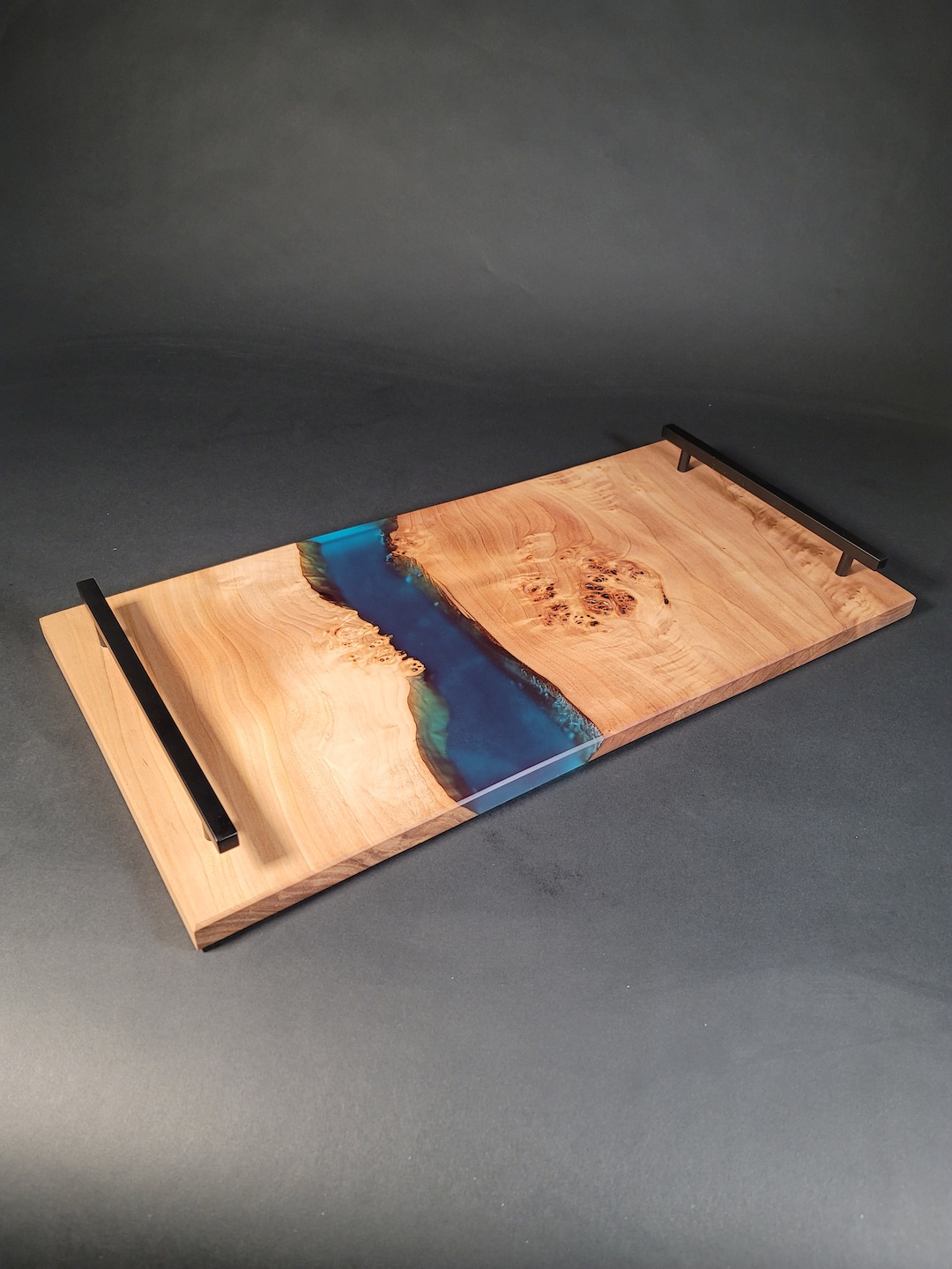 Epoxy Charcuterie Cutting Board With Handles, Wood and Resin, Mappa ...