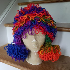 New Item Rainbow Poodle Hat, Crocheted Poodle Hat, Rainbow Fun and ...