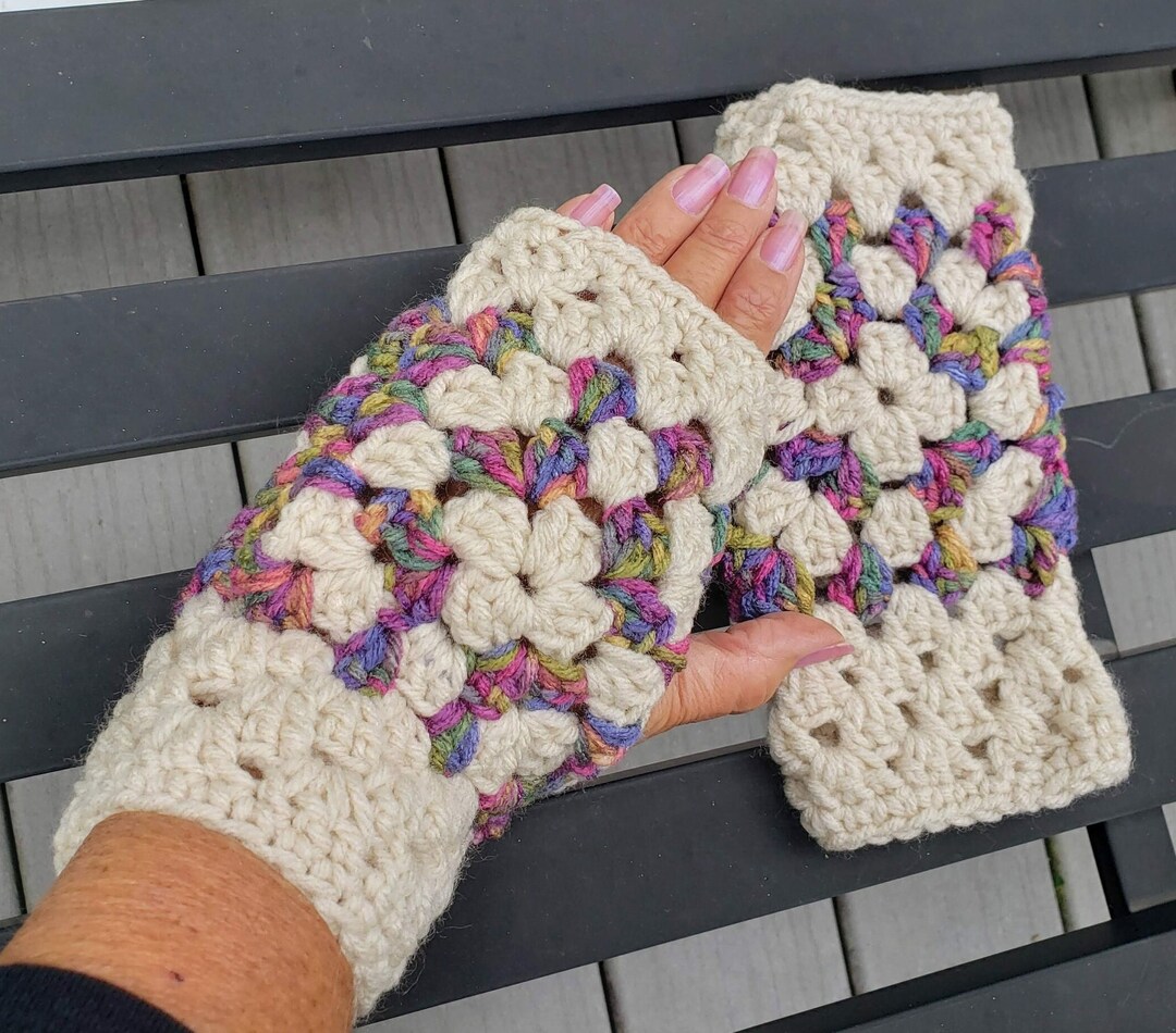 New Item Fingerless Granny Square Gloves Fall Glove Sale - Etsy