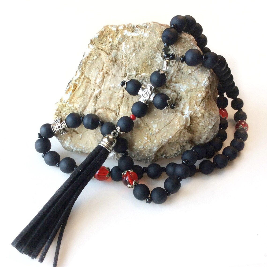 Black and Red Orthodox Prayer Beads Made of Matte Black and - Etsy UK