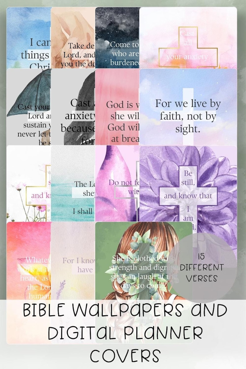 Aesthetic Bible Verse Digital Wallpaper & Digital Notebook Covers 15 ...