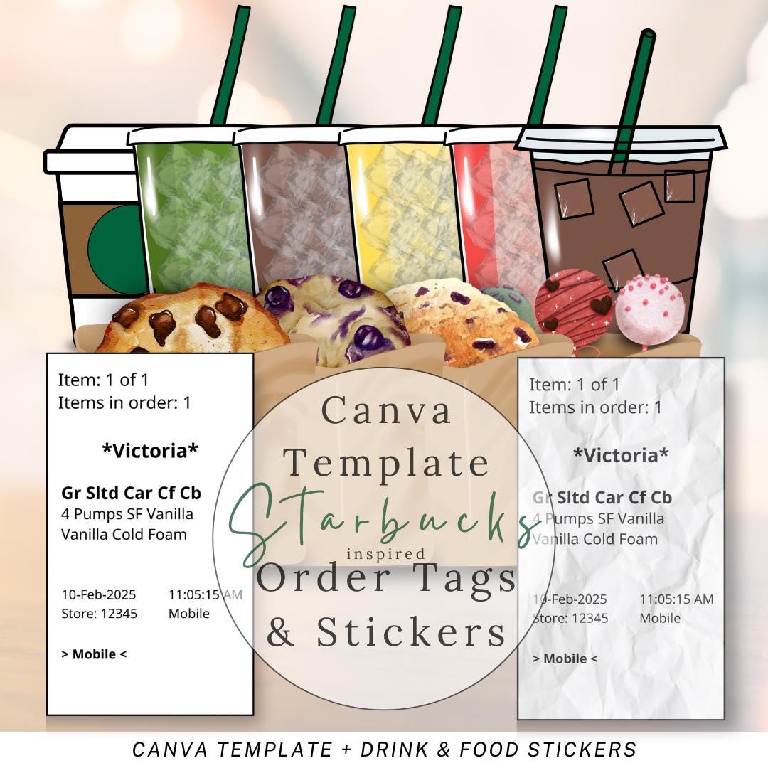 Starbucks Inspired Digital & Pritable Stickers Customizable Coffee ...