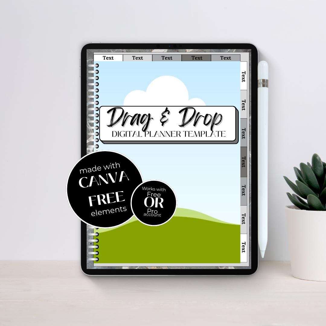 Drag & Drop Digital Planner Template | Portrait US Letter | Hyperlinked ...