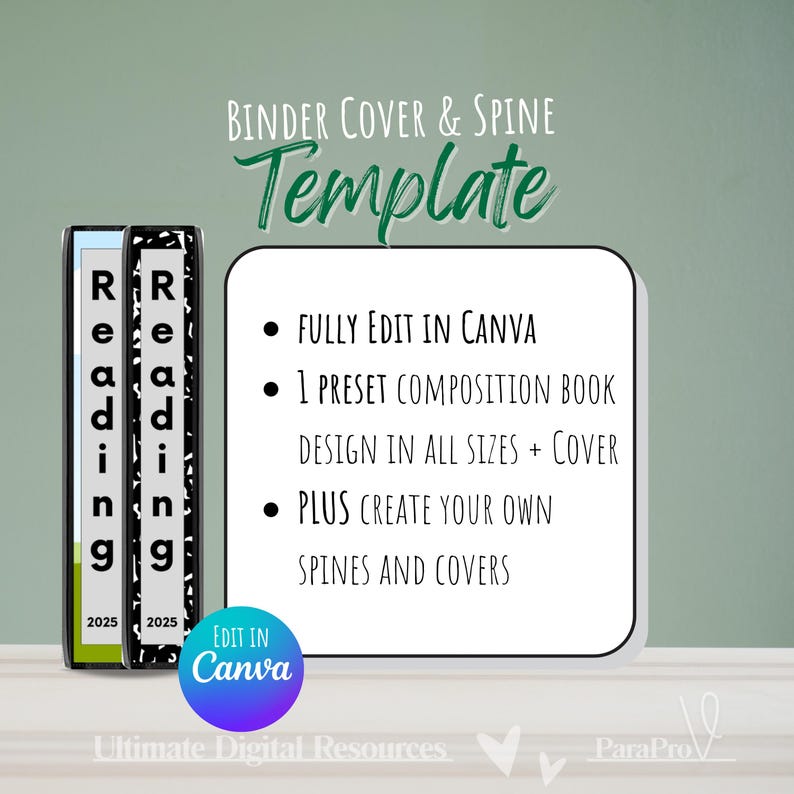 Editable Binder Cover & Spine Canva Template | Teacher Planner ...