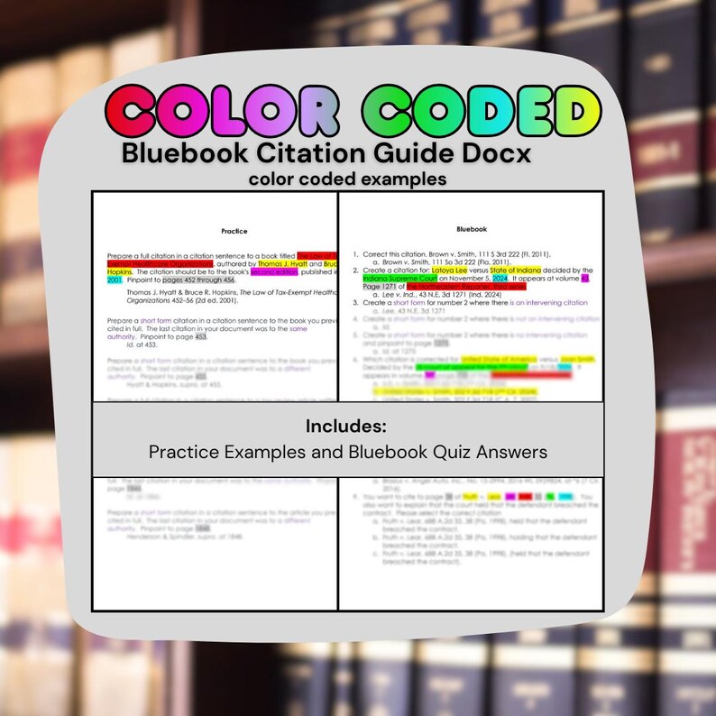 Color-coded Bluebook Citation Guide | Law School Study Aid (PDF) - Etsy