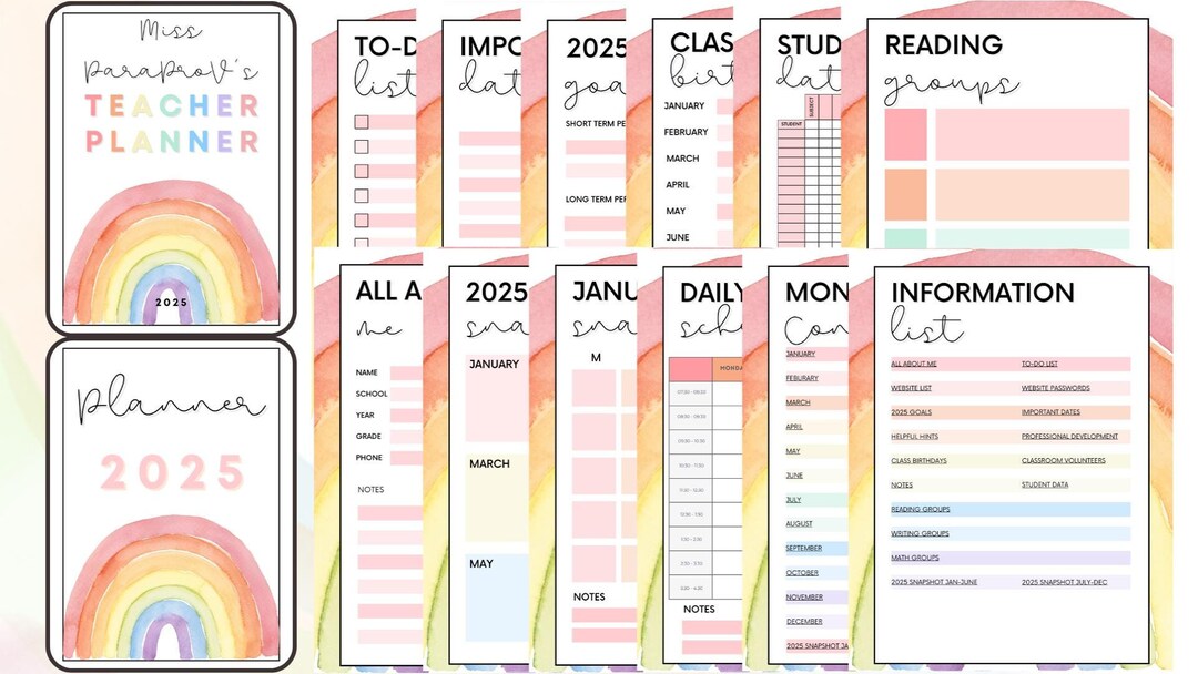Ultimate Rainbow Teacher Planner Canva Template 2025 Hyperlinked ...