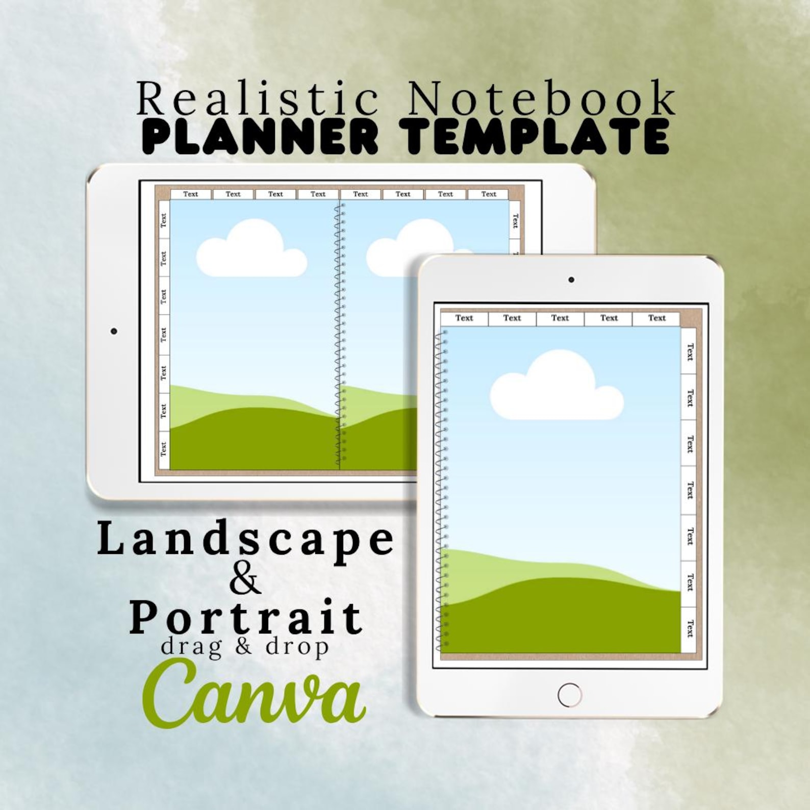 Realistic Notebook Planner Template | Hyperlinked Canva Design (digital ...