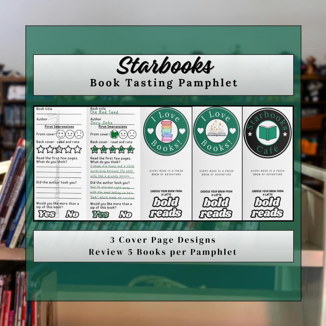 Starbooks Café Book Tasting Pamphlet Reading Activity for Students ...