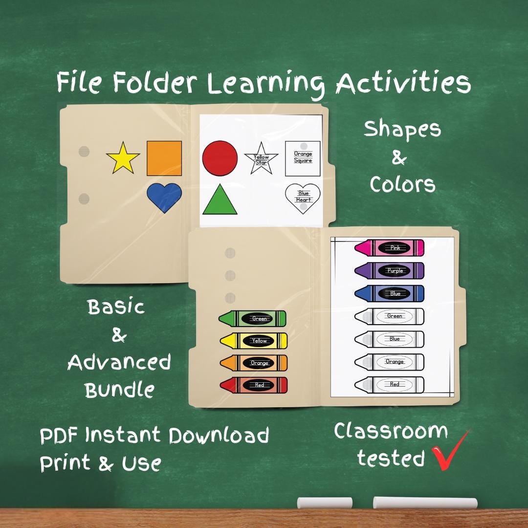 Color Shape File Folder Activities | Basic Advanced Bundle (PDF ...