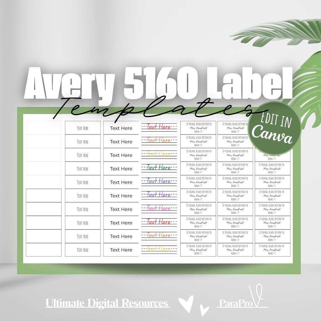 Editable Avery 5160 Label Templates | Teacher Name Tags & Classroom ...