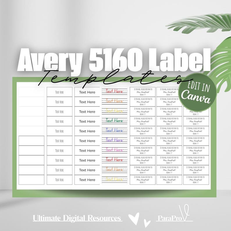 Editable Teacher Labels Canva Template | Avery 5160 Labels | Classroom ...