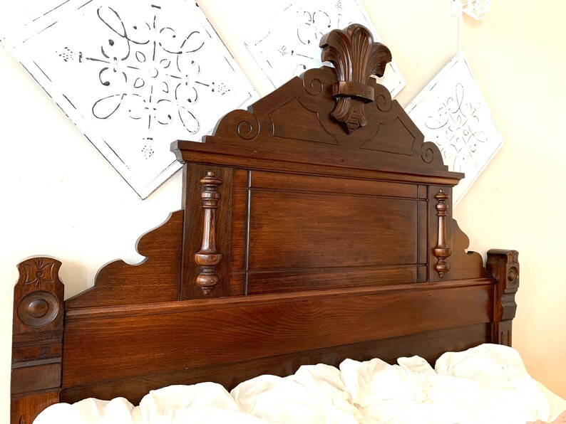 Full Size Walnut Victorian Fancy Ornate Bed Frame Shabby Chic - Etsy