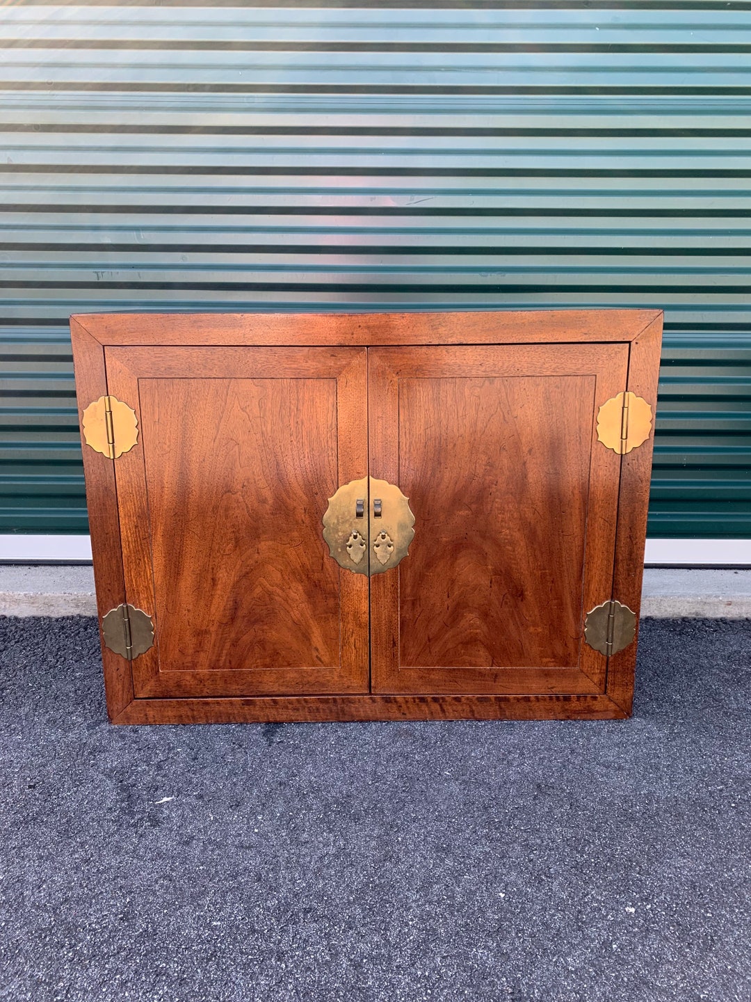 Campaign Style Asian Mid Century Modern MCM Retro Cabinet Console Foyer ...