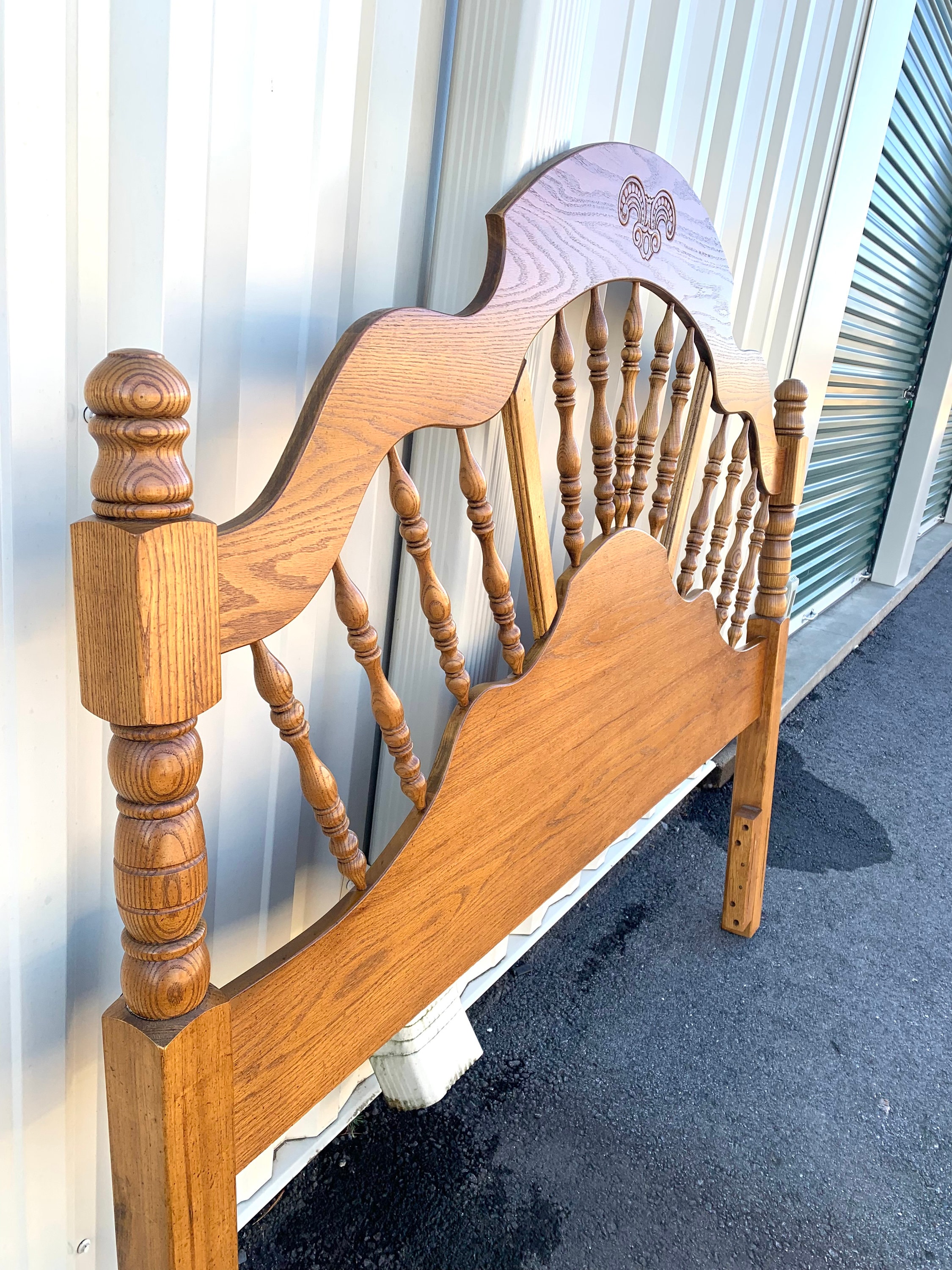 Vintage Queen or Full Size Golden Oak Spindle Headboard Farmhouse ...