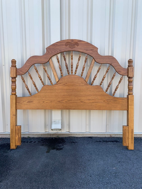 Vintage Queen or Full Size Golden Oak Spindle Headboard Farmhouse Primitive Rustic Etsy