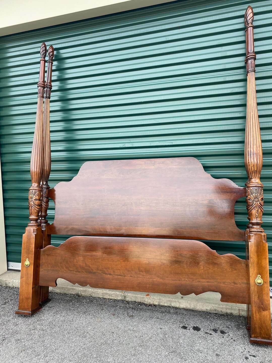 Queen Size Solid Cherry Wood Four Poster British Colonial Rice Bed ...