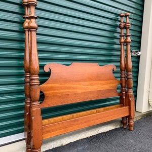 Full Size Maple Wood Vintage Four 4 Poster Bed Frame Farmhouse Rustic ...