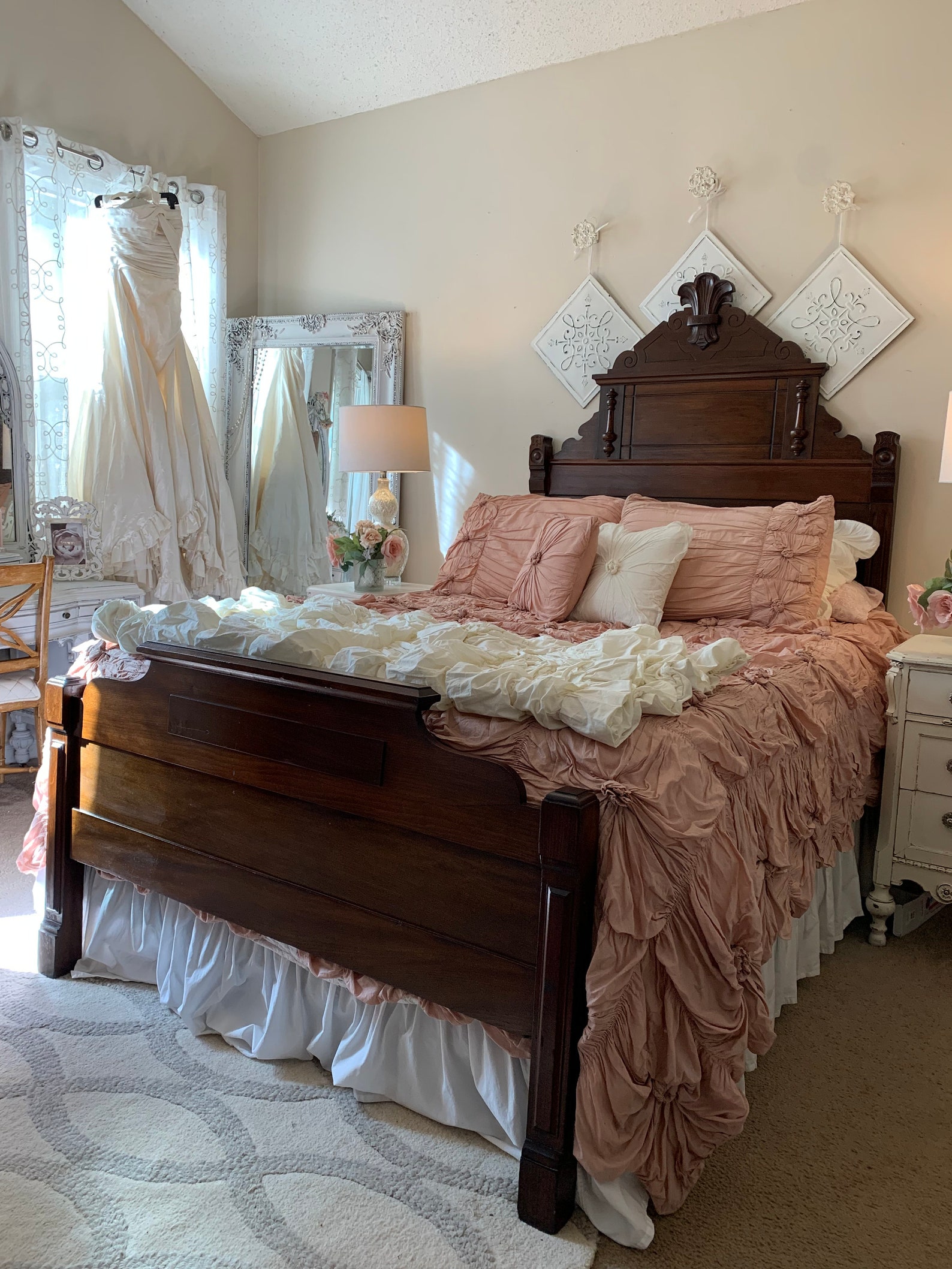 Full Size Walnut Victorian Fancy Ornate Bed Frame Shabby Chic - Etsy