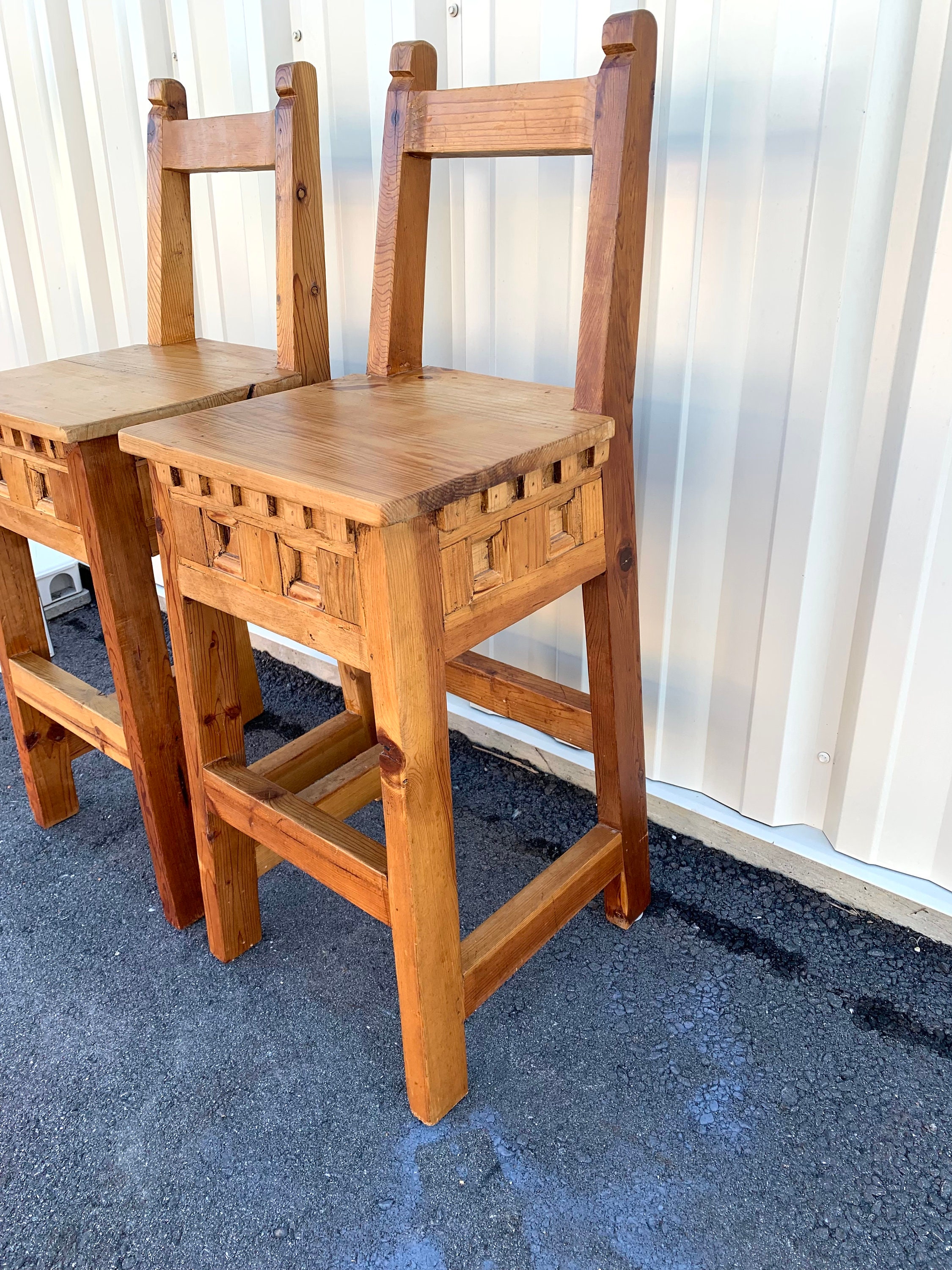 Set of 2 Two Custom Made Rustic Log Cabin Bar Stools Chairs - Etsy