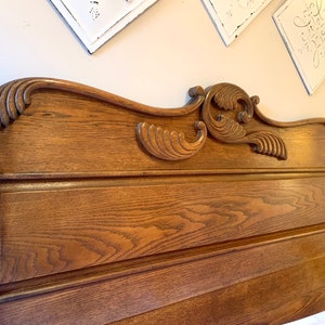 Antique Queen Size Oak Farmhouse French Country Rustic Primitive Bed ...