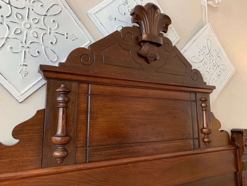 Full Size Walnut Victorian Fancy Ornate Bed Frame Shabby Chic - Etsy