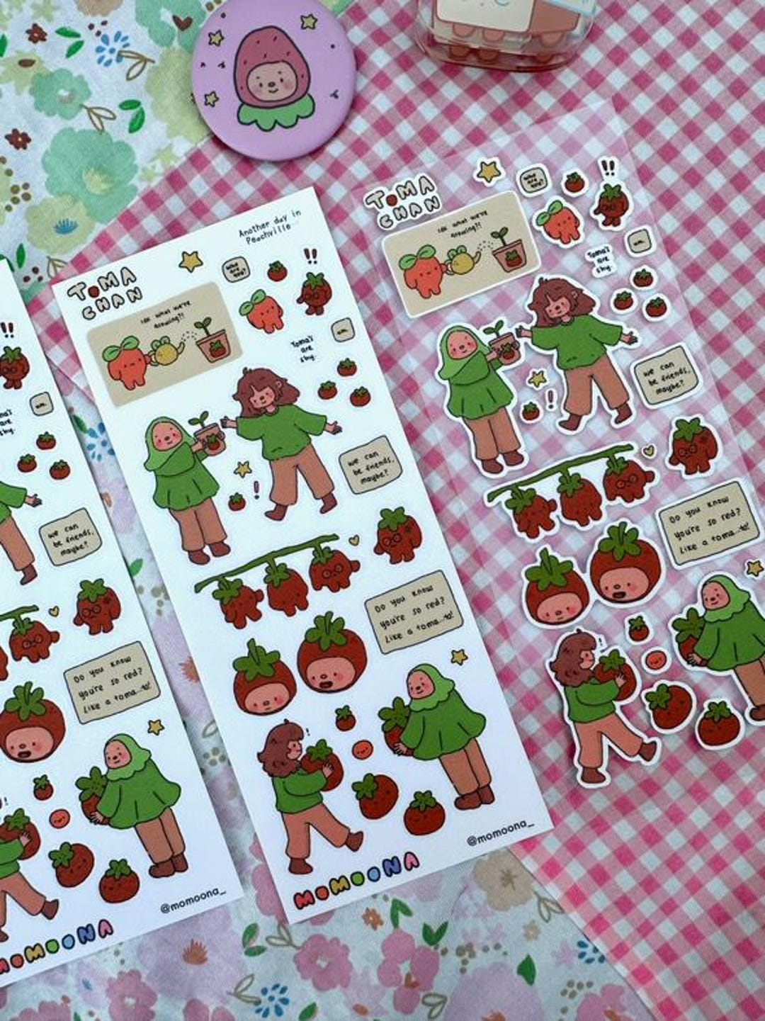 Toma Chan Sticker Sheet | Cute Tomato Fruit Sticker Sheet - Etsy