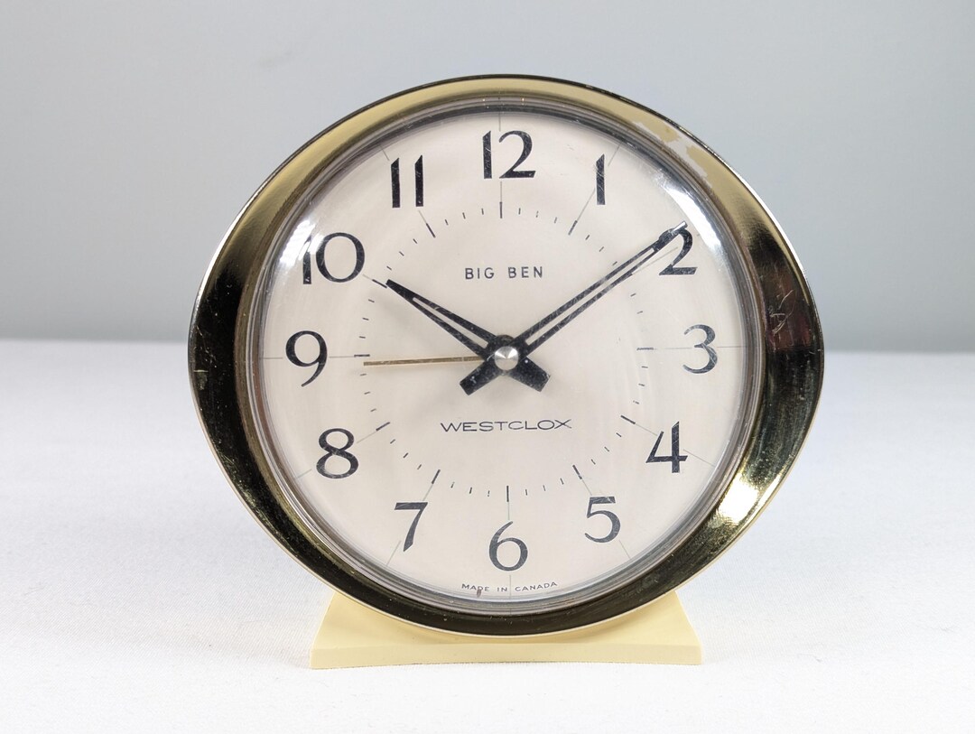 1950s Big Ben Westclox CANADA Mechanical Alarm Clock Cream and Gold ...