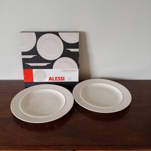1993 White Alessi Dinner Plates by Ettore Sottsass, Alessi La Bella ...