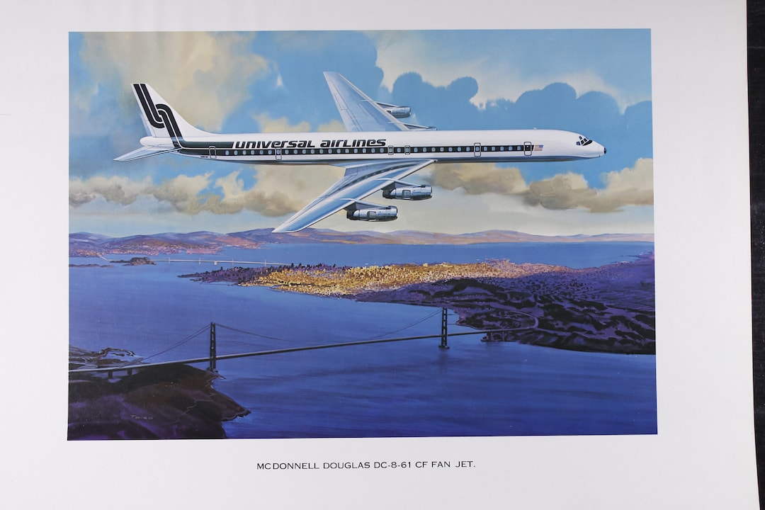 1960s Universal Airlines Mcdonnell Douglas DC-8-61 Fan Jet - Etsy