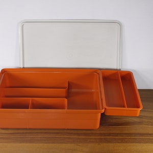 Vintage MCM Tupperware Tuppercraft Classic Orange Plastic Storage Box ...