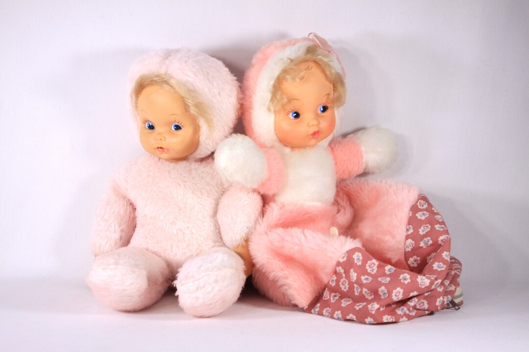 Vintage REGAL TOYS Canada Pink Plush Rubber Face Toys, Kawaii Big Eye ...