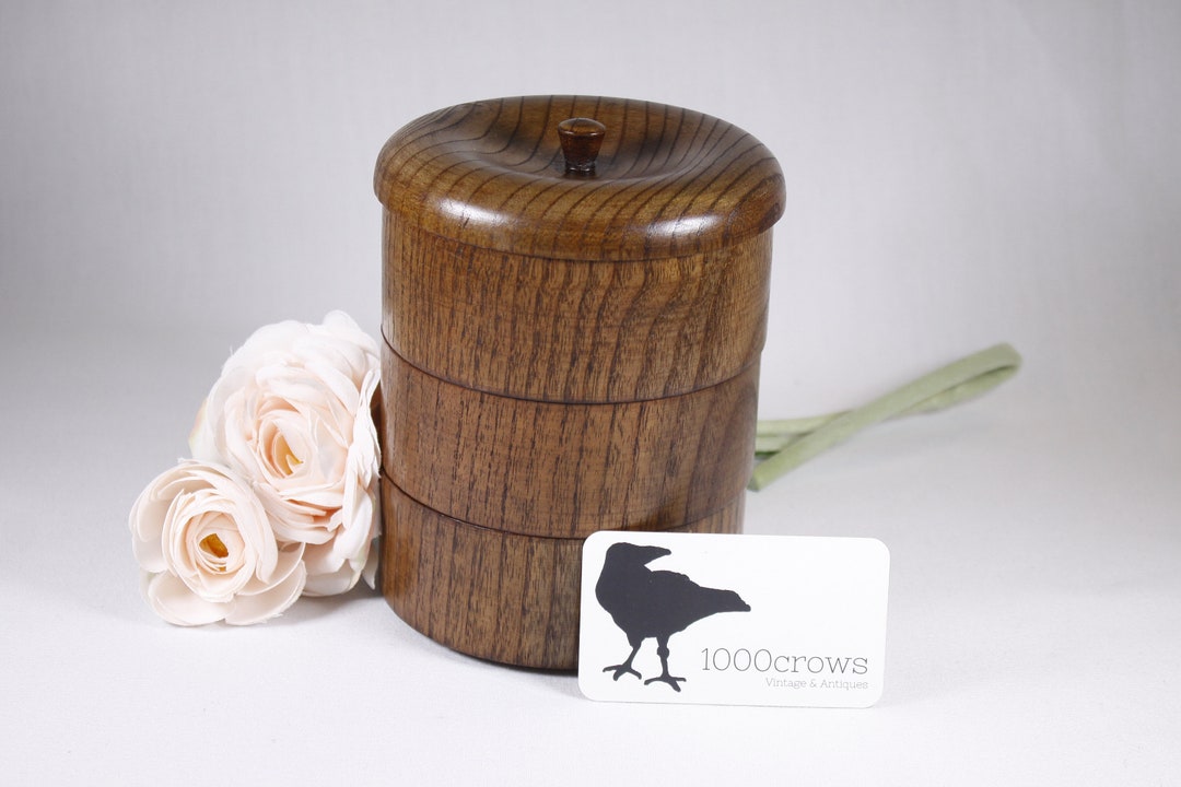 Vintage Wooden Stacking Storage Box, Handmade Trinket Jewelry Spice Box ...